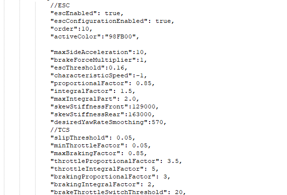 What do the ESC and TCS parameters do? | BeamNG